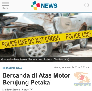 Mahasiswa bercanda diatas motor tewas dihantam truk - setia1heri.com