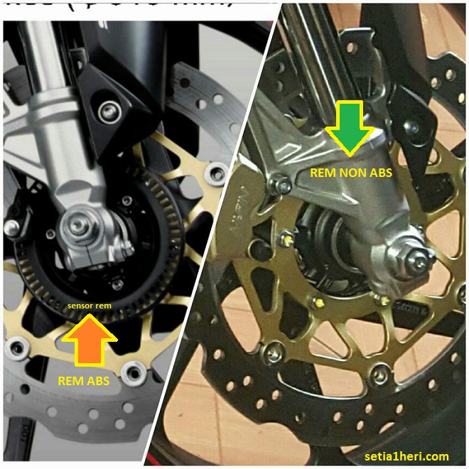 Beda penampakan disc brake rem ABS dan non ABS pada motor (khusus ...