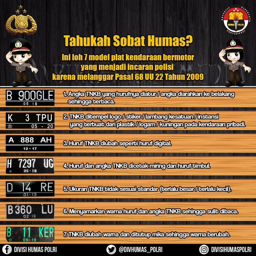 Daftar 7 jenis model atau modifikasi plat nopol yang kena tilang ...