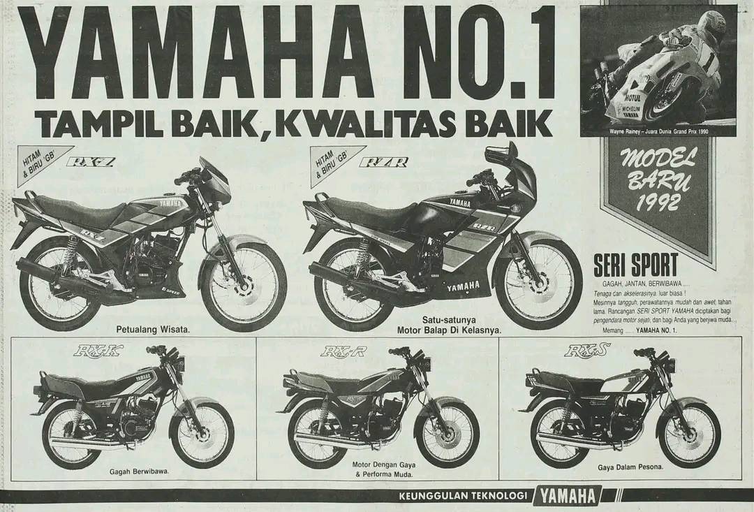 Iklan jadul Yamaha RX series (RX King, RXR, RXS dan RXZ ) plus RZR ...